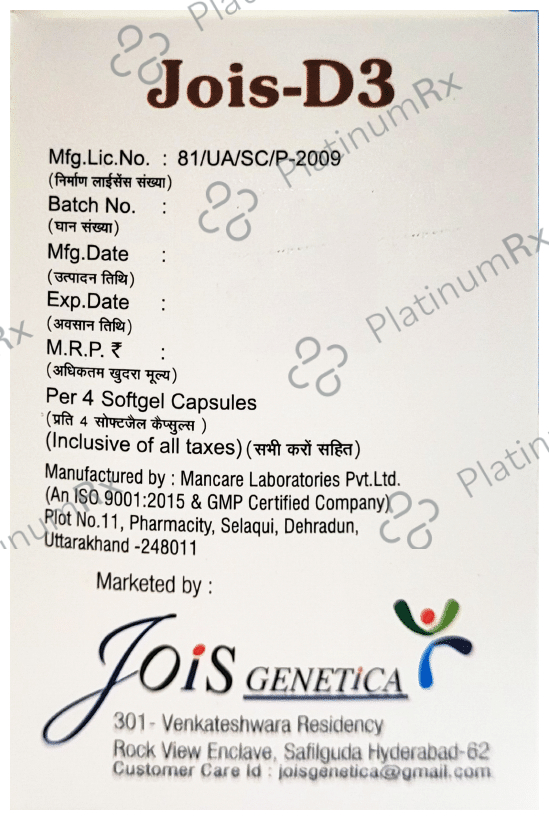 Jois-D3 Soft Gelatin Capsule - Save 45% on Substitute Medicine