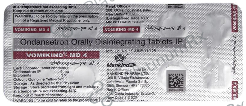 Vomikind MD 4mg Tablet DT 10s – Save 44% on Substitute Medicine