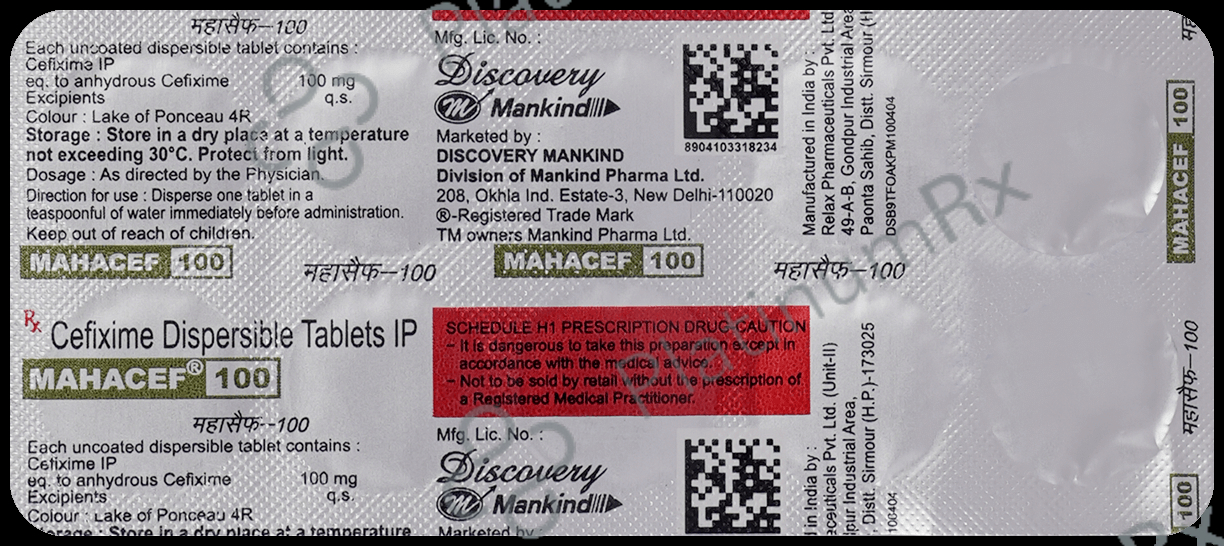 Mahacef 100mg Tablet 10s - Save 26% on Substitute Medicine