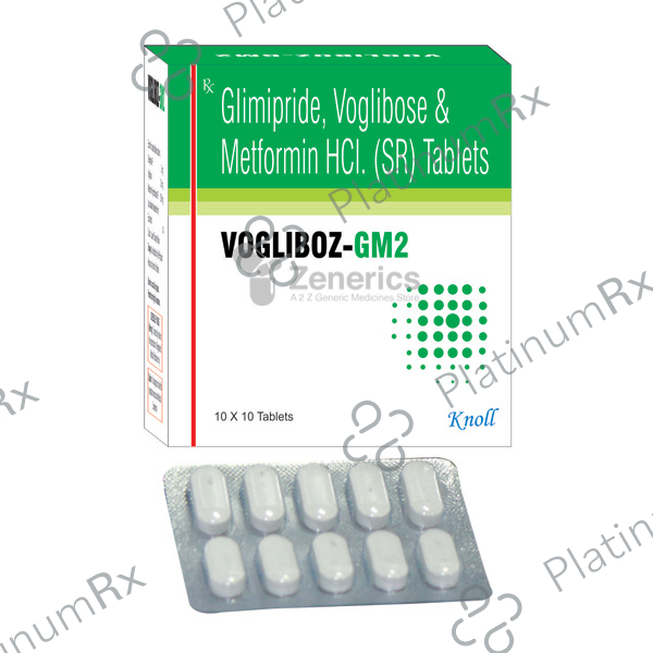 Vogliboz GM 2/500/0.2mg Tablet 10s - Save 15% on Substitute Medicine