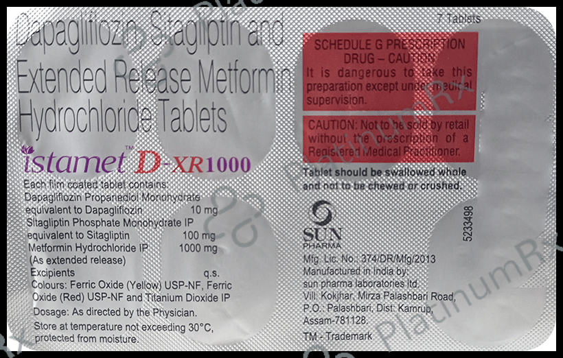Istamet D XR 10/1000/100mg Tablet ER 7s – Save 51% on Substitute Medicine