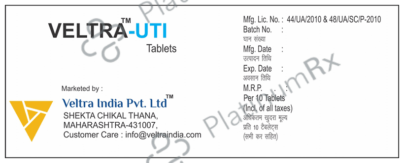 Veltra UTI Tablet SR 10s – Save 46% on Substitute Medicine