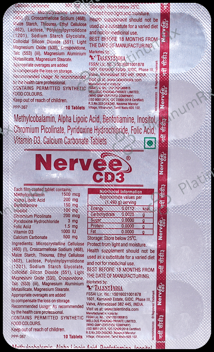 Nervee CD 3 Tablet 10s | Uses, Price & Substitutes