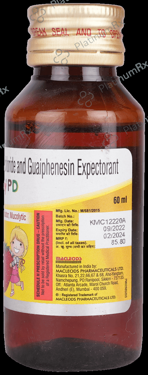 Macbery PD Strawberry Expectorant 60ml - Save 34% on Substitute Medicine