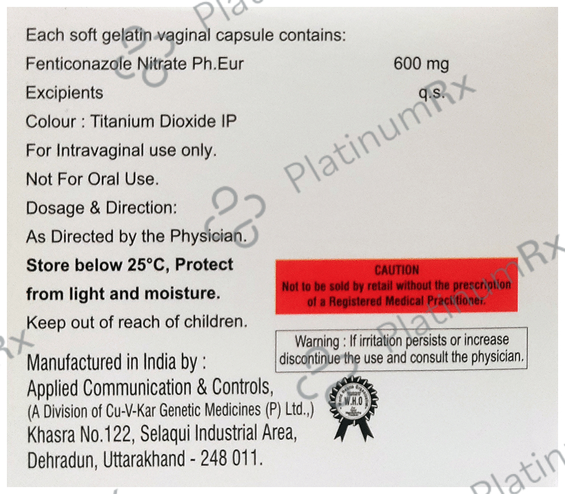 Fentia Vaginal Capsule Uses, Price, Side Effects | PlatinumRx