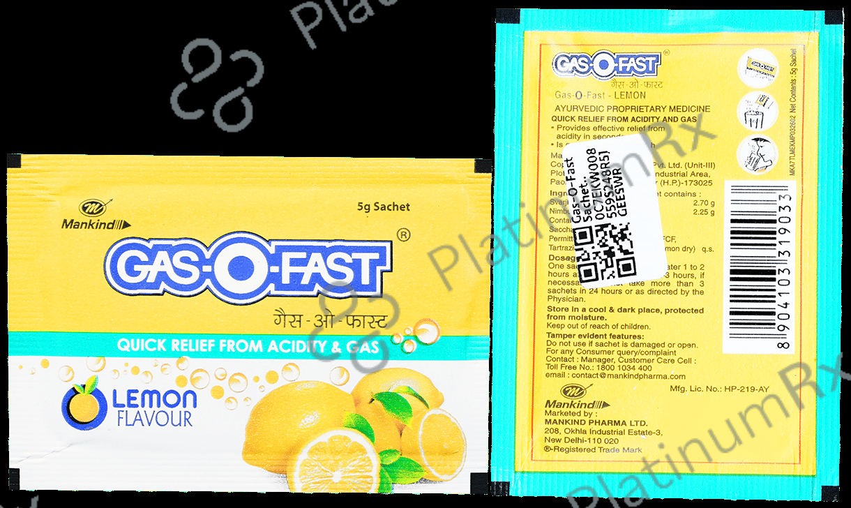 Gas O Fast Lemon Sachet 5gm – Uses, Price, Side Effects | PlatinumRx