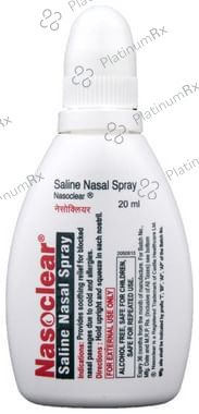 Nasoclear 0.65% Saline Nasal Spray 20ml – Save 48% on Substitute Medicine