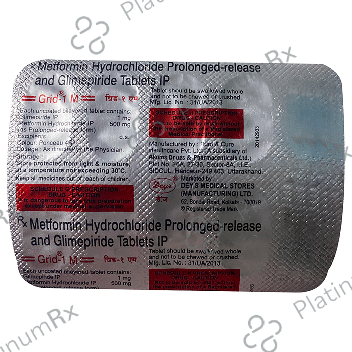 Grid 1M Tablet PR - Uses, Side Effects, Price, Generic | PlatinumRx
