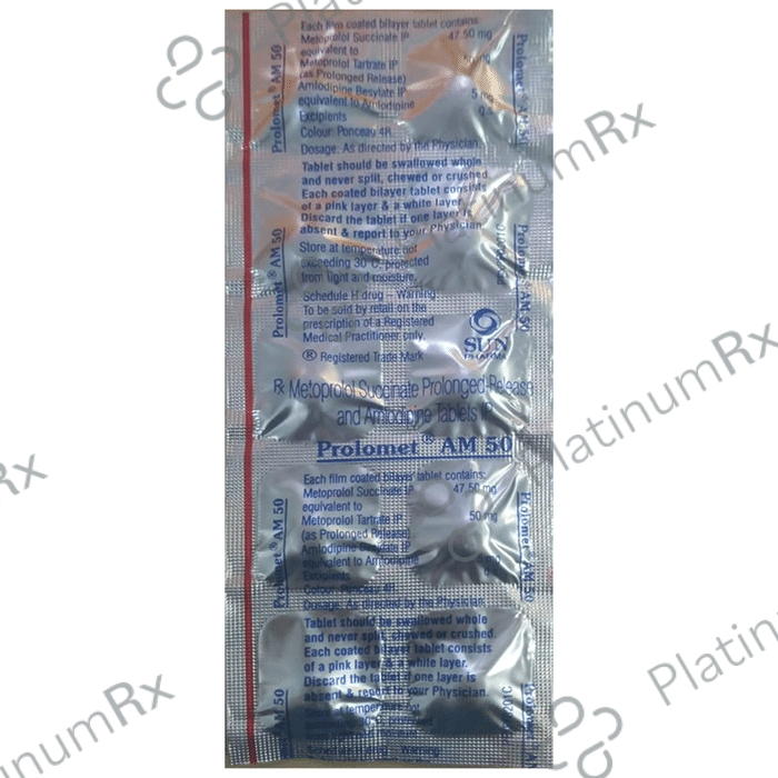 Prolomet AM 50/5mg Tablet PR 10s - Save 71% on Substitute Medicine