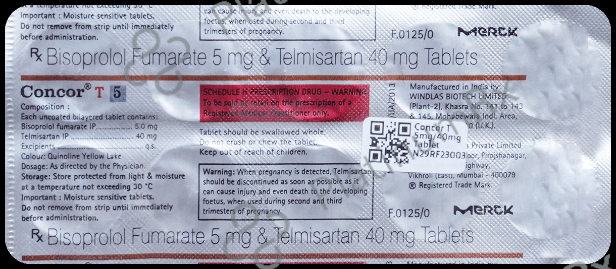 Concor T 5/40mg Tablet 10s – Save 57% on Substitute Medicine
