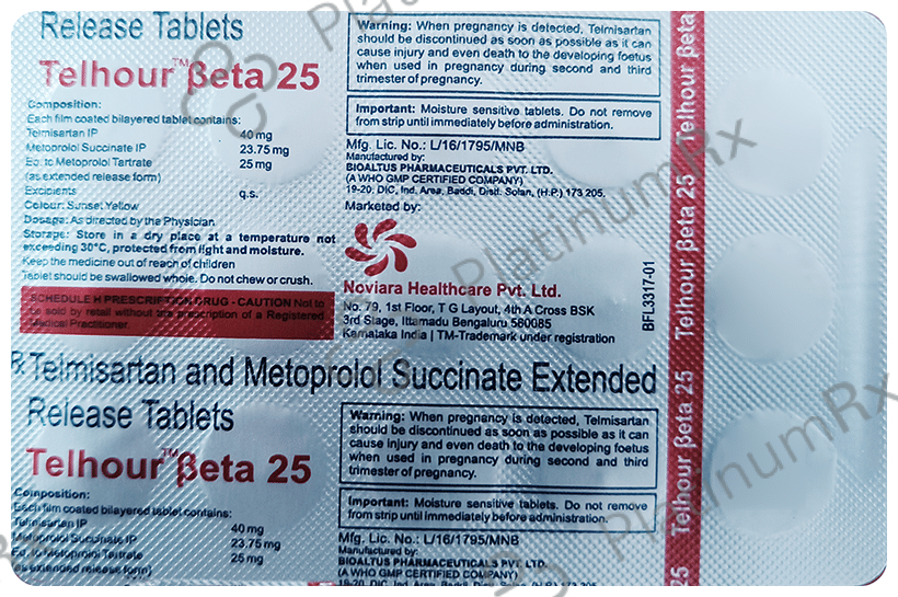 Telhour Beta 25/40mg Tablet 15s | Uses,Price & Substitues