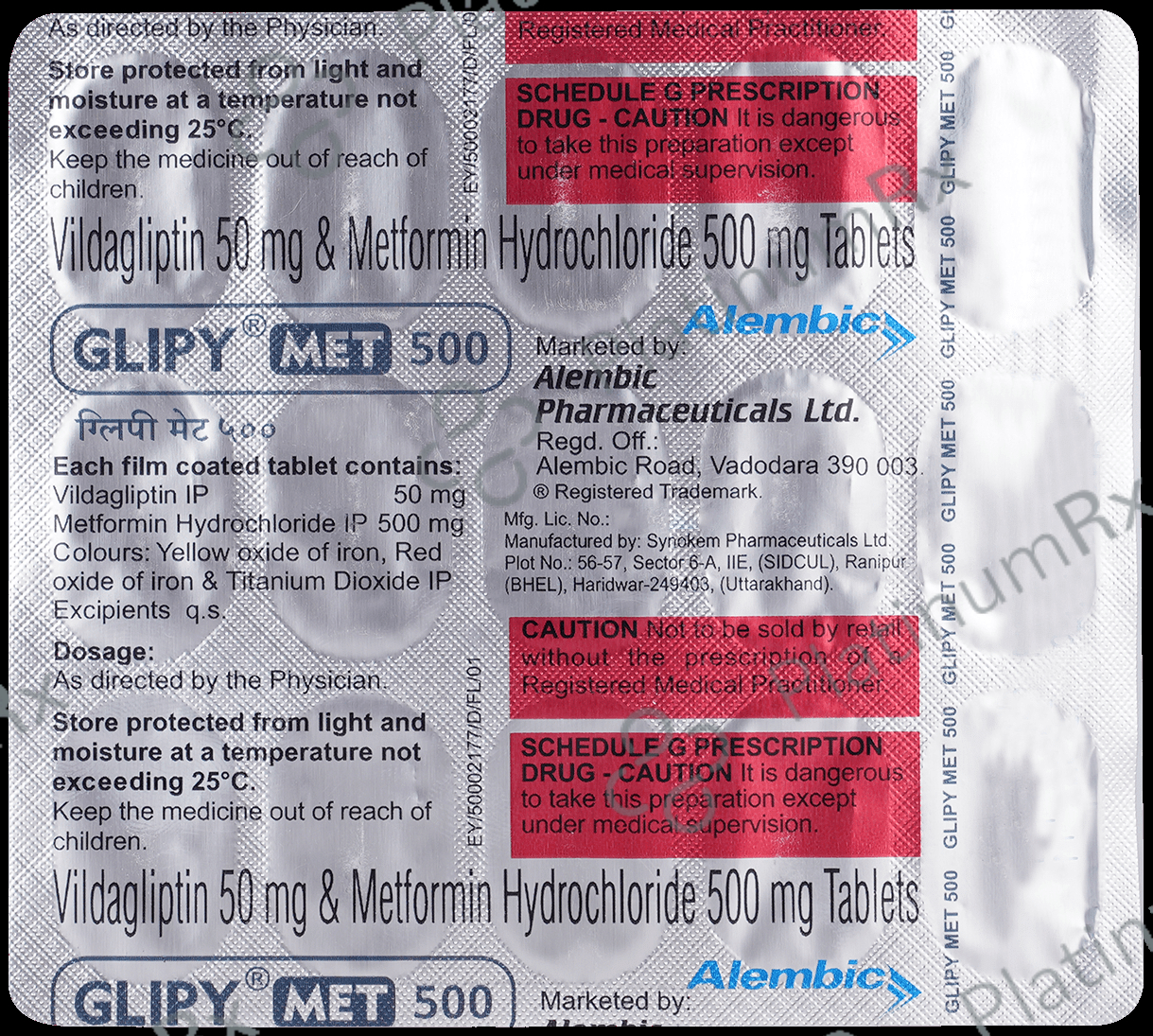 Glipy Met 500mg Tablet 15s - Save 49% on Substitute Medicine