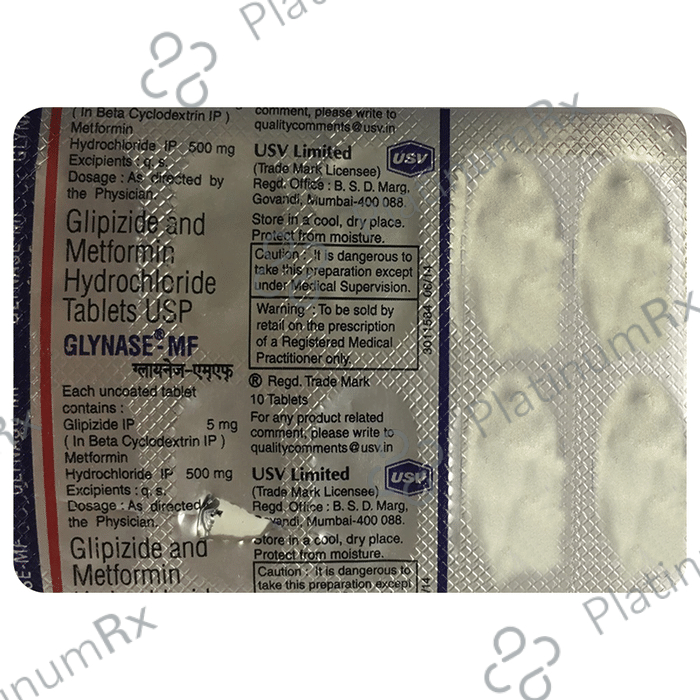 Glynase MF 5/500mg Tablet 10s – Save 42% on Substitute Medicine