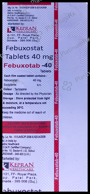 Febuxotab 40 Tablet | Uses, Price & Substitutes