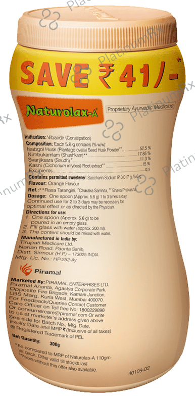 Naturolax A – Uses, Price, Side Effects | PlatinumRx