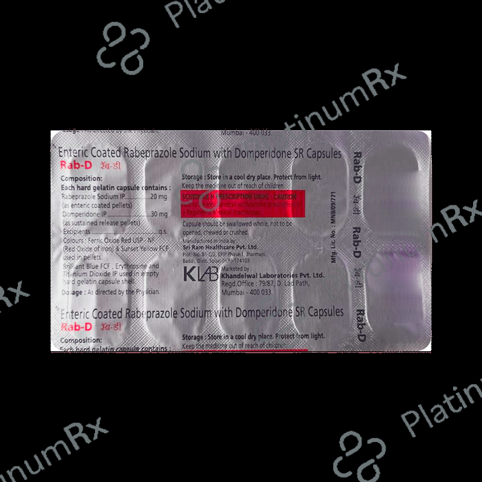 Rab D 30mg/20mg Capsule 10 capsules Capsule Khandelwal Laboratories Pvt ...