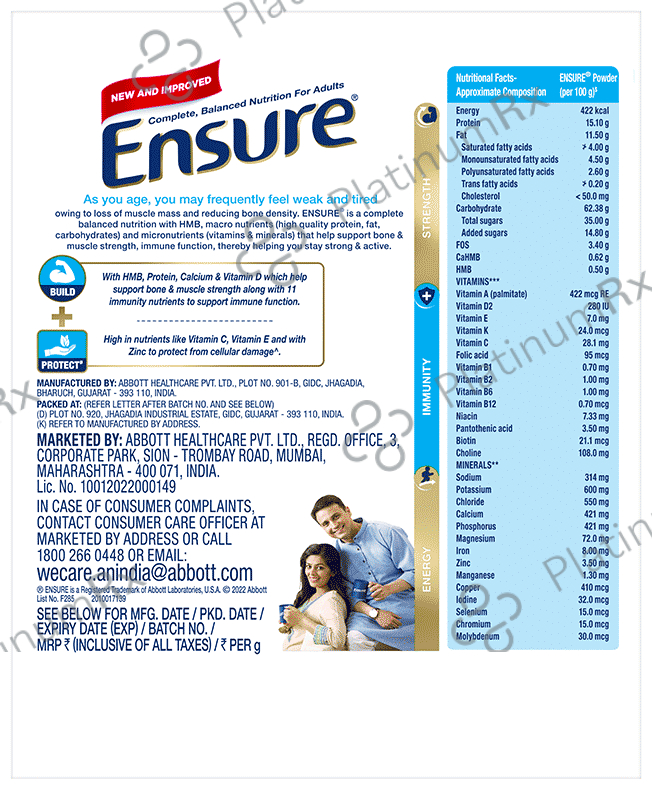 Ensure Vanilla – Uses, Price, Side Effects | PlatinumRx