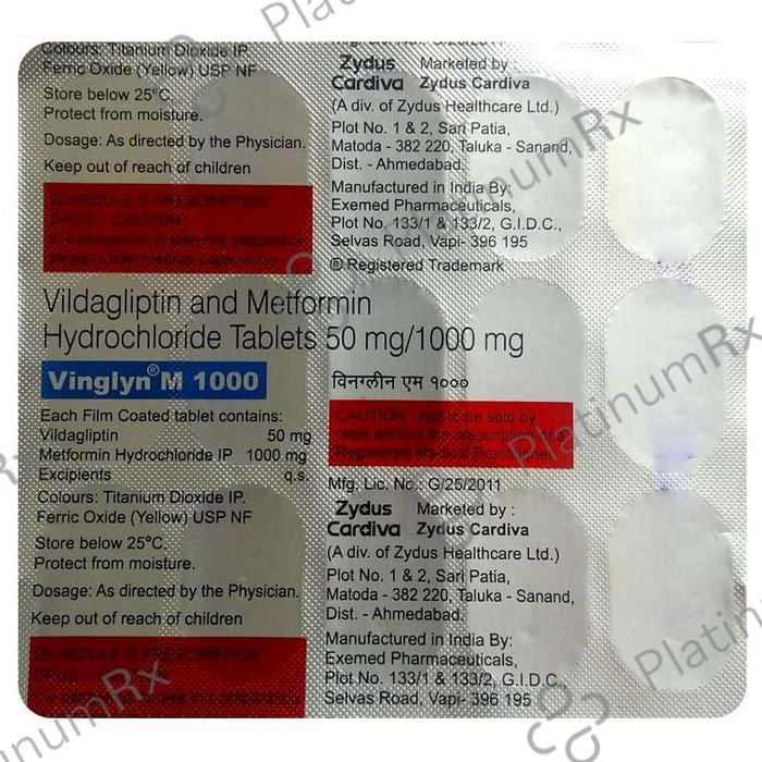 Vinglyn M 1000/50mg Tablet 15s | Uses, Price & Substitutes