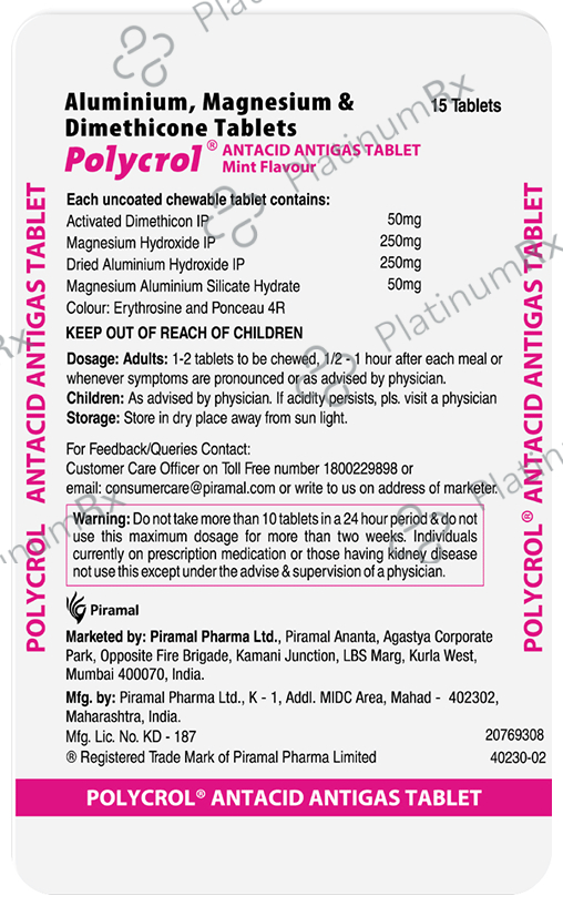 Polycrol Antacid – Uses, Price, Side Effects | PlatinumRx
