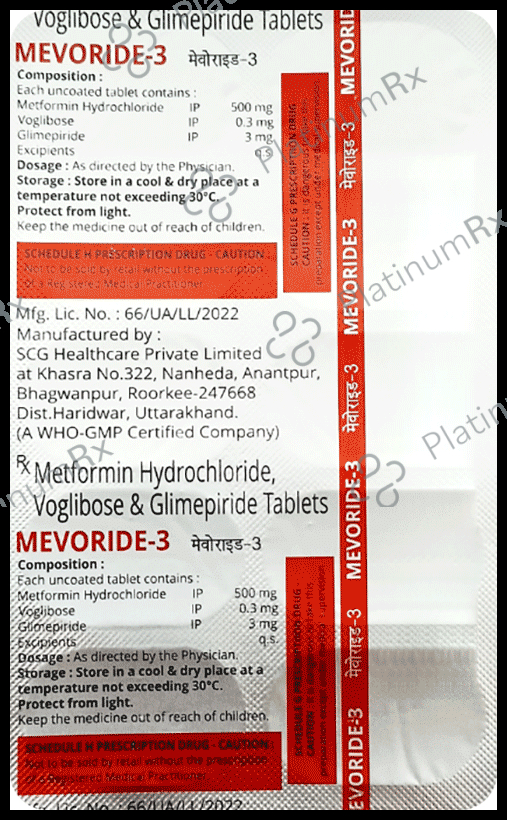 Mevoride 3 Tablet | Uses, Price & Substitutes