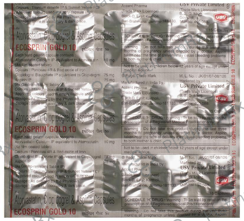 Ecosprin Gold 75/10/75mg Capsule 15s: View Uses, Side Effects, Price ...
