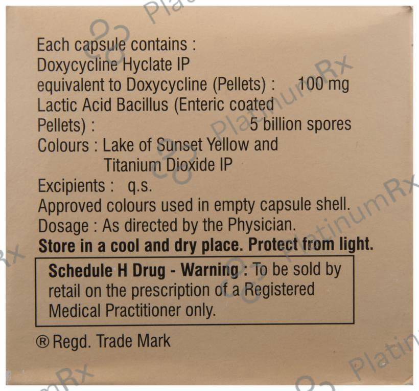 Doxy 1 L Dr Forte 100mg/5B Capsule 10s | Uses, Price & Substitutes