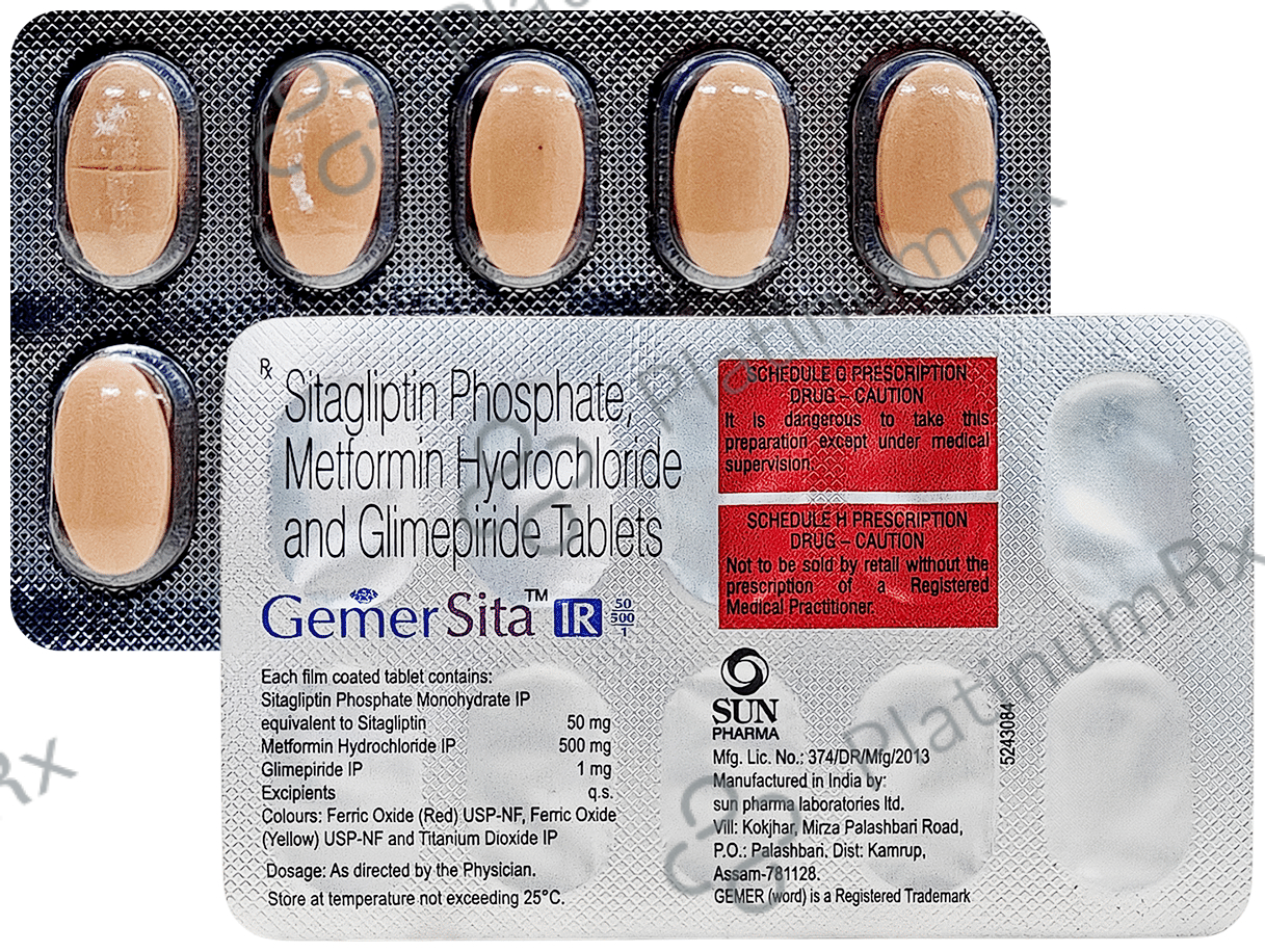 Gemer Sita Ir 50/500/1 Tablet 10s – Uses, Price, Side Effects | PlatinumRx