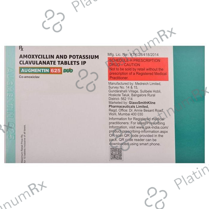 Augmentin Duo 625mg Tablet 10s – Save 40% on Substitute Medicine