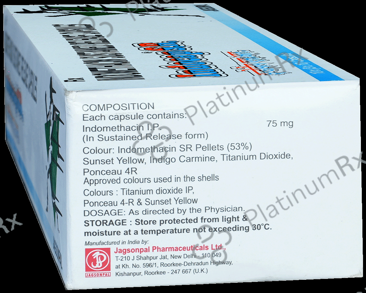 Indocap 75mg SR Capsule 10s - Save 28% on Substitute Medicine