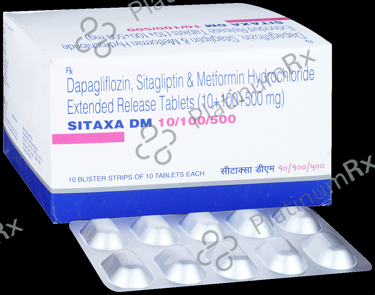 Sitaxa DM 10/500/100mg Tablet ER 10s | Uses, Price & Substitutes