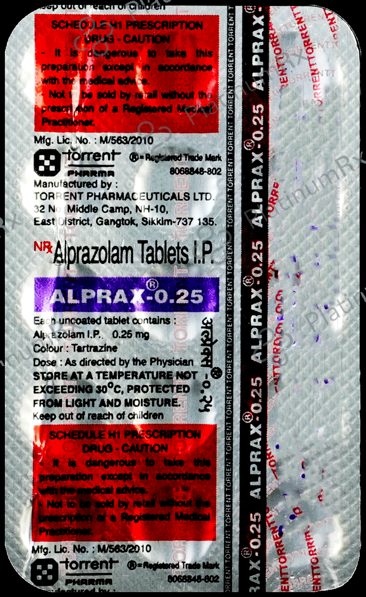 Alprax 0.25mg Tablet 15s – Uses, Price, Side Effects | PlatinumCare