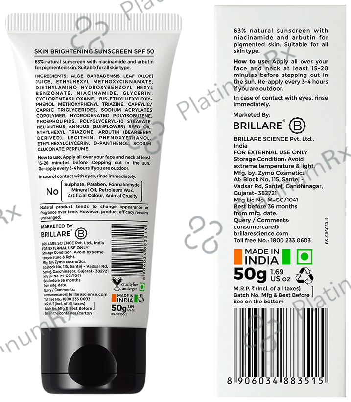 Brillare Skin Brightening Sunscreen SPF 50 PA++++ - Save 53% on ...