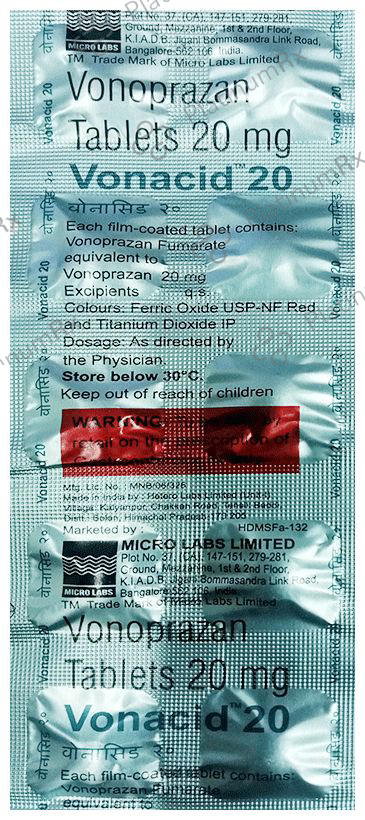 Vonacid 20mg Tablet 10s - Save 31% on Substitute Medicine