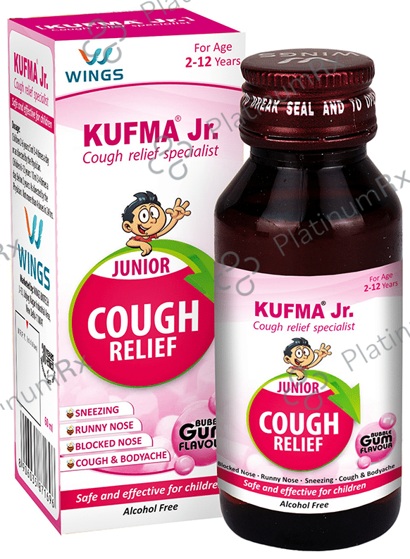 Kufma Junior Cough Relief Syrup Bubblegum 60ml | Uses, Price & Substitutes