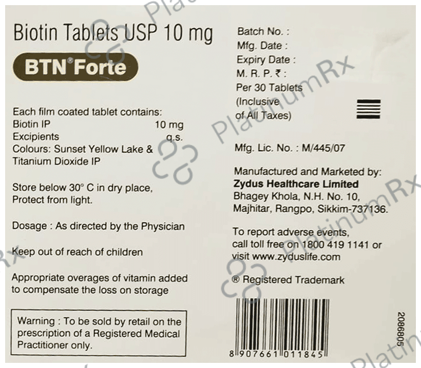 BTN Forte Tablet 30s – Uses, Price, Side Effects | PlatinumRx