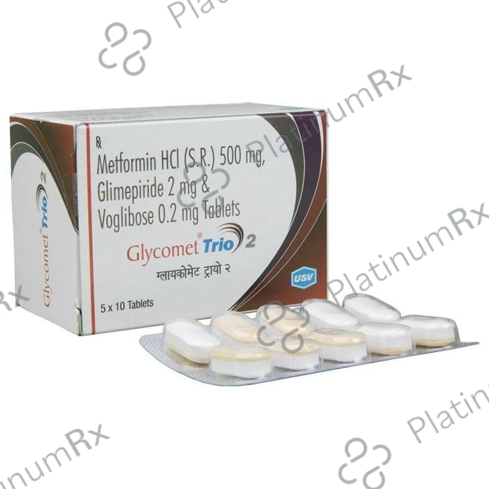 Glycomet Trio 2/500/0.2mg Tablet SR 10s - Save 61% on Substitute Medicine