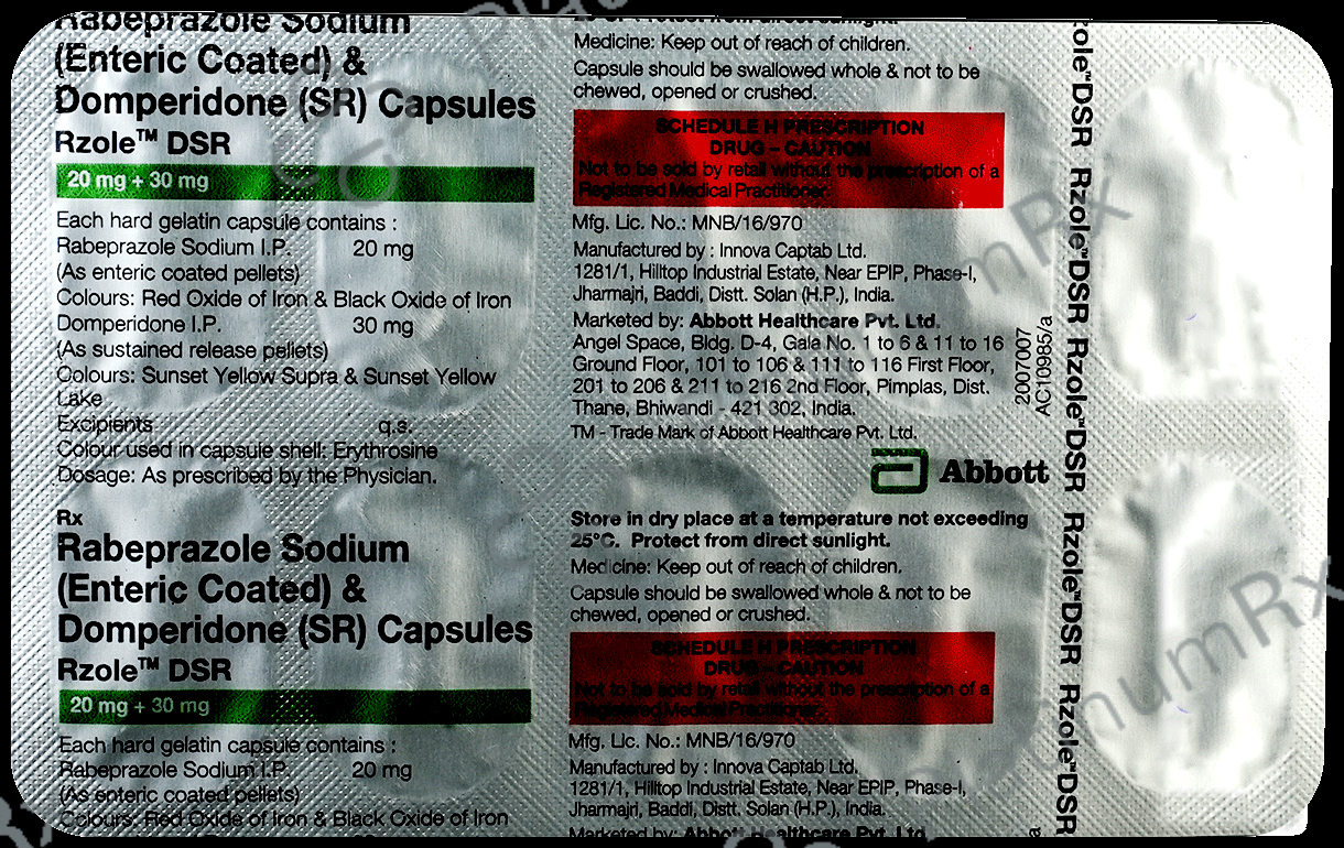 Rzole D 30/20mg Capsule SR 10s - Save 48% on Substitute Medicine