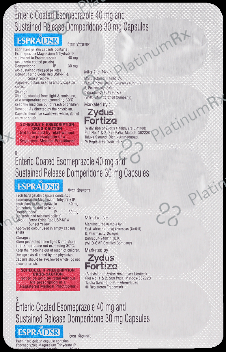 Espra DSR 30/40mg Capsule SR 10s | Uses, Price & Substitutes