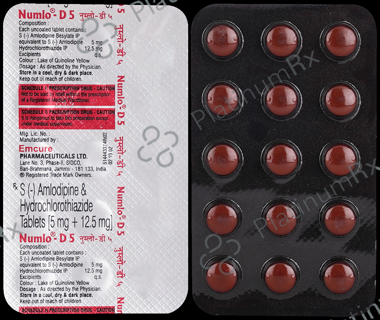 Numlo D 5/12.5mg Tablet 15s | Uses, Price & Substitutes
