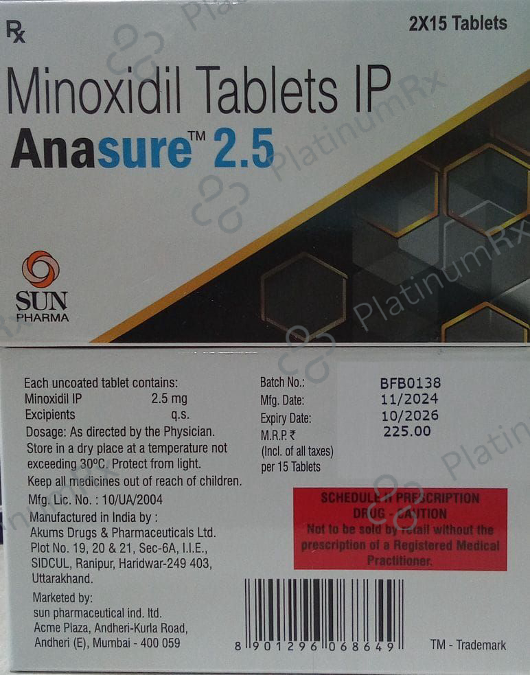 Anasure 2.5mg Tablet 15s - Save 45% on Substitute Medicine