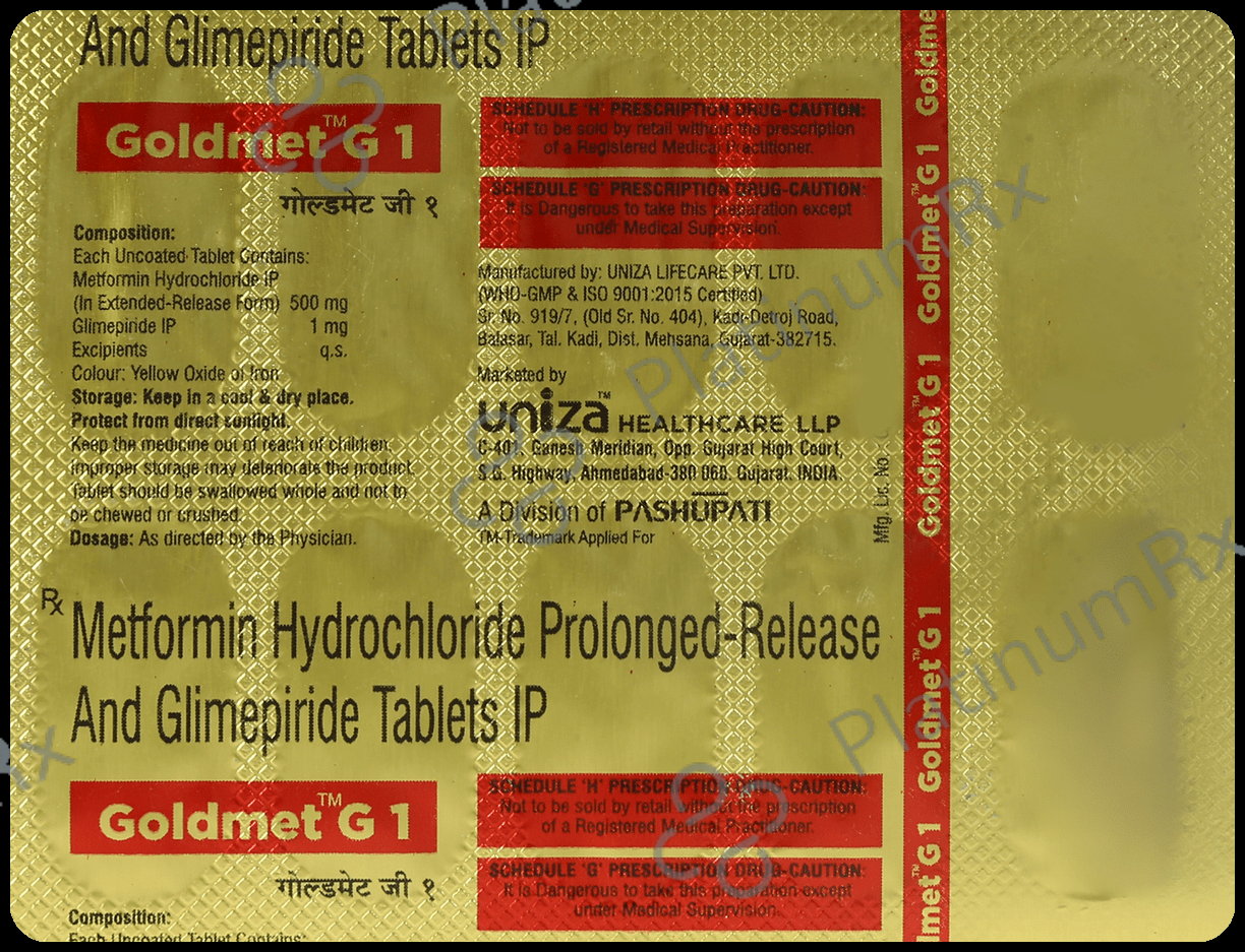Goldmet G 1 Tablet PR – Save 42% on Substitute Medicine