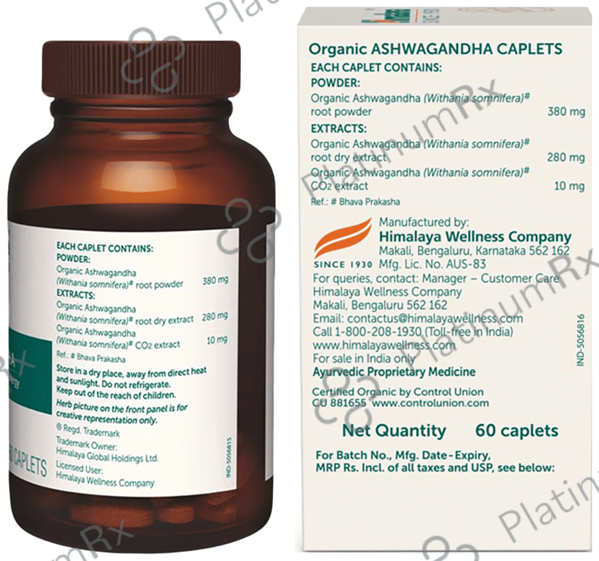 Himalaya Organic Ashwagandha -Helps Release Stress - Caplet 60 caplets ...