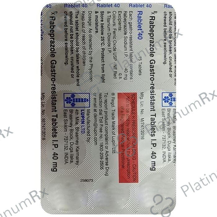 Rablet 40mg Tablet 15s - Save 82% on Substitute Medicine