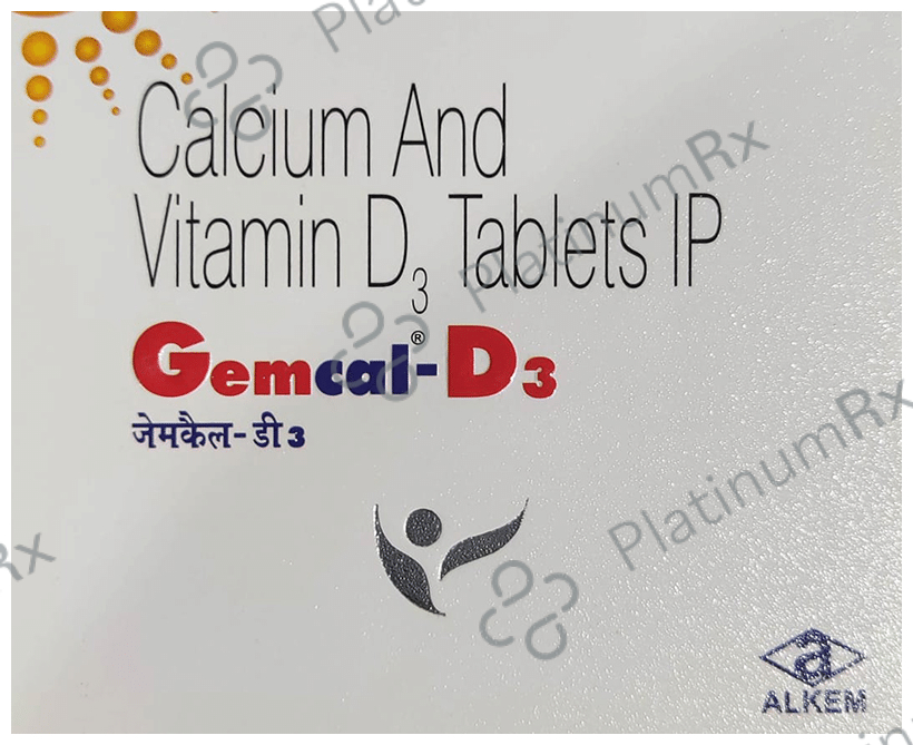 Gemcal D3 500mg/500IU Tablet 15s | Uses, Price & Substitutes