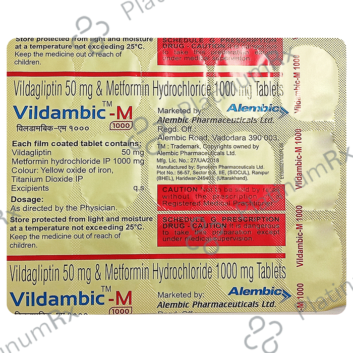 Vildambic M 1000/50mg Tablet 15s – Save 44% on Substitute Medicine
