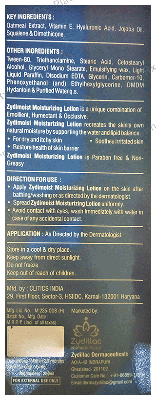 Zydimoist Moisturizing - Uses, Side Effects, Price, Generic | PlatinumRx
