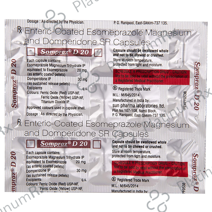 Sompraz D 20/30mg Capsule SR 15s | Uses, Price & Substitutes